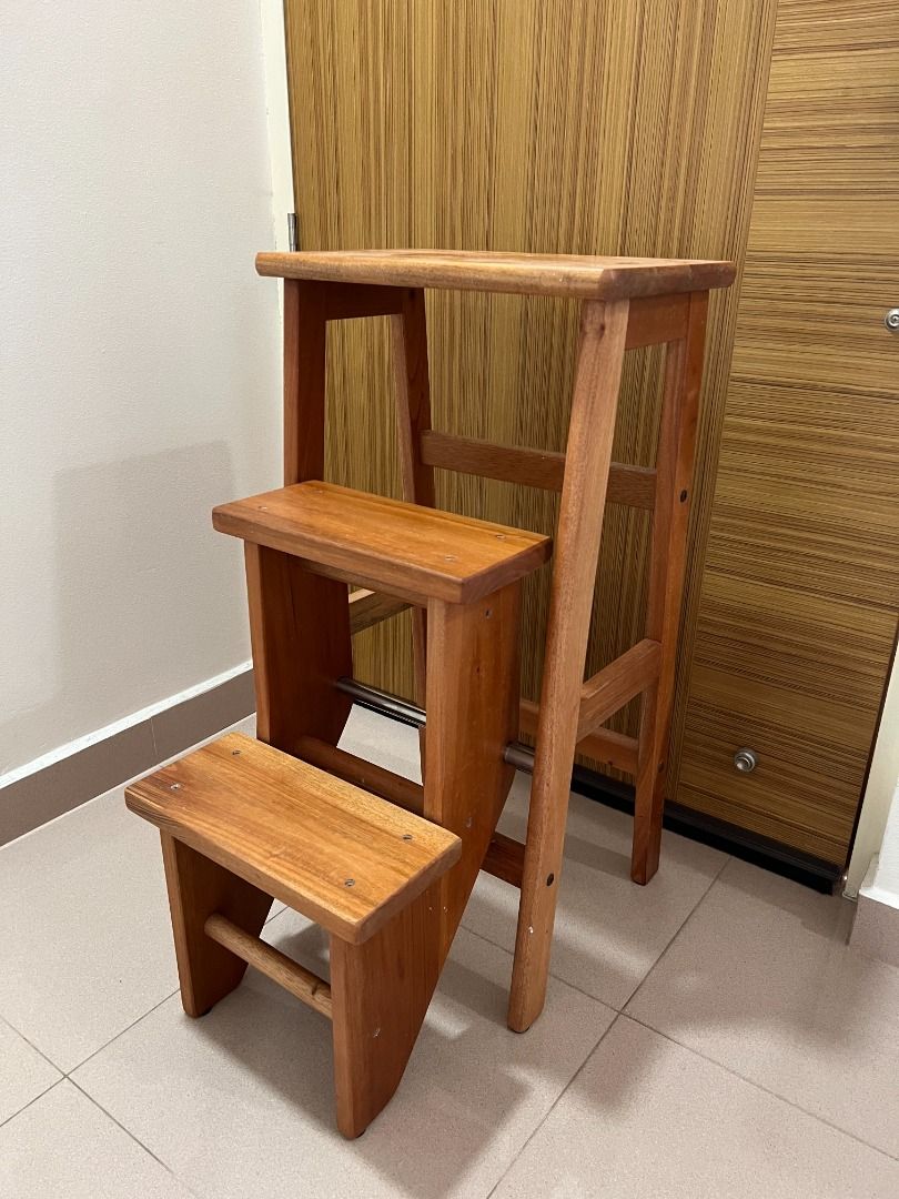 Solid Wood Folding Step Chair / Ladder Stool / Ladder Chair, Furniture ...