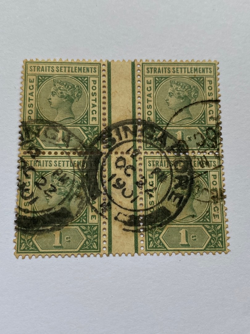 Straits settlement stamp 1892 Queen victoria 1ct blk of 4 used in ...