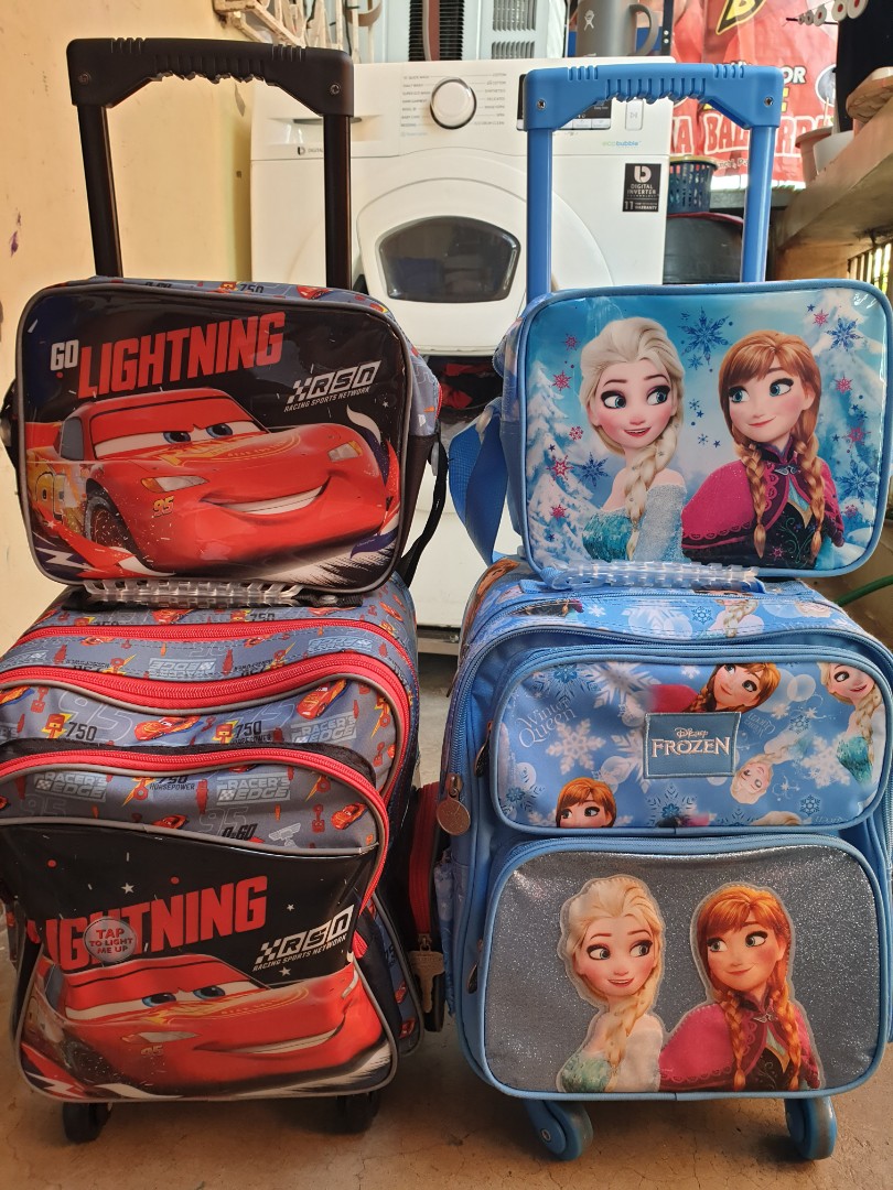 FROZEN & CARS TROLLEY BAGS, Luxury, Bags & Wallets on Carousell