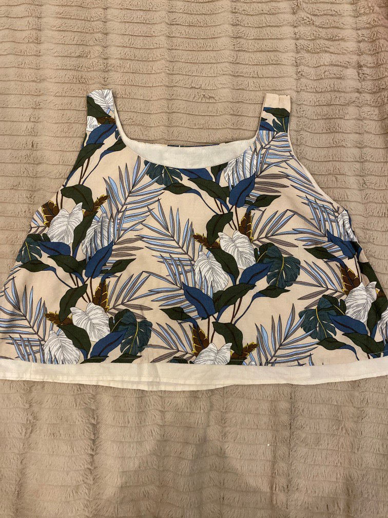 Tropical mid riff top, Women's Fashion, Tops, Sleeveless on Carousell