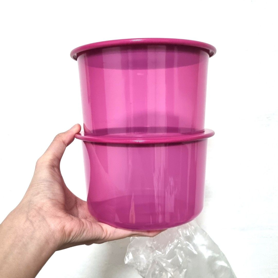 Tupperware 950 ml One Touch Small Round Topper Container Canister Set of 2, Furniture & Home ...