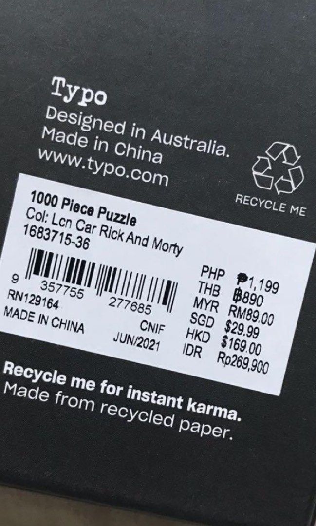 Typo Rick & Morty 1000 piece puzzle, Hobbies & Toys, Toys & Games on ...