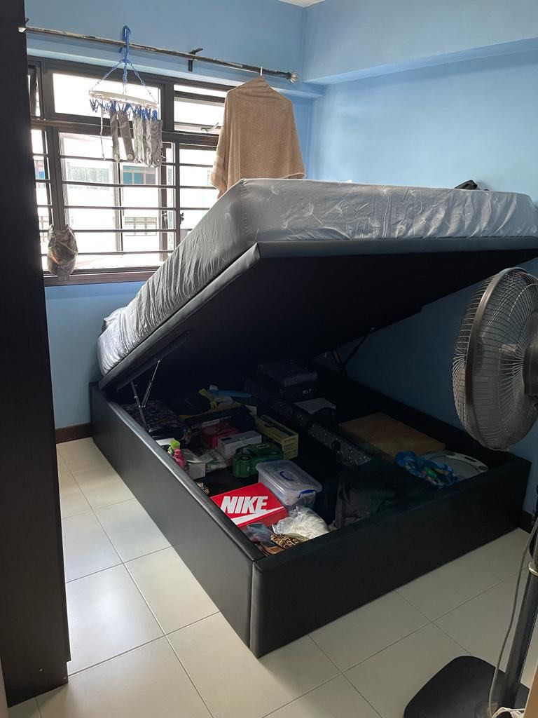 Used bed frame with mattress, Furniture & Home Living, Furniture, Bed ...