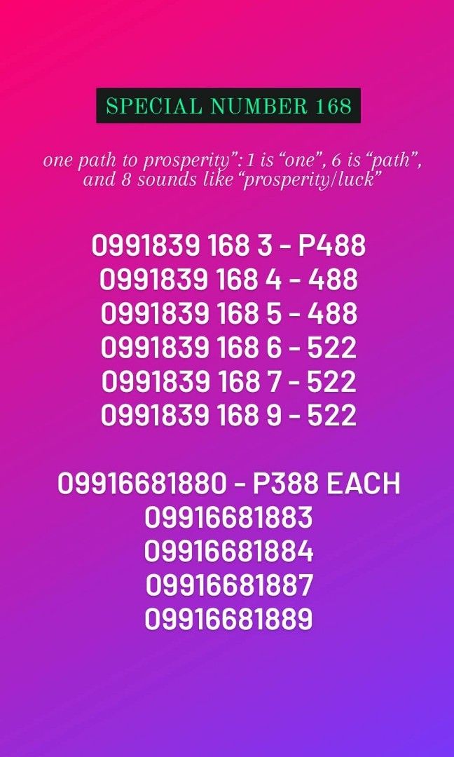 Vanity sim special number 168 DITO telco sim, Mobile Phones & Gadgets, Mobile & Gadget ...