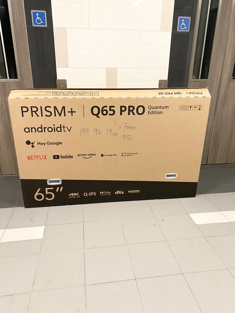 65" inch Prism+ Q65 PRO quantum edition new empty tv box with foam, TV ...