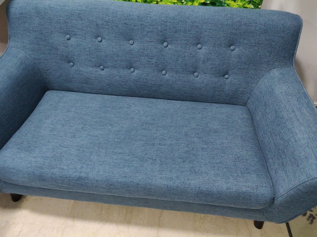 Alba Fabric Sofa (2 seater) Indigo Blue, Furniture & Home Living ...