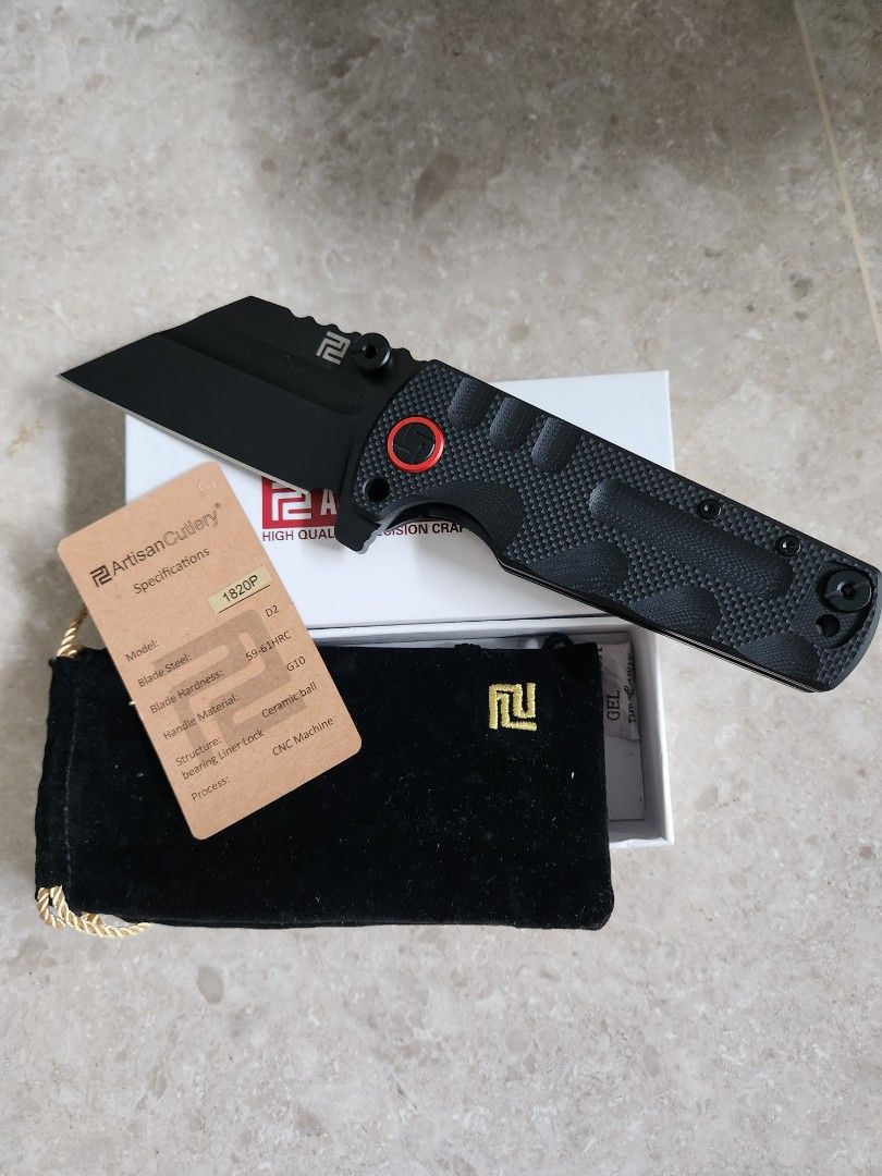 ARTISAN CUTLERY PROPONENT ATZ-1820P D2 STEEL BLACK PVD BLADE BLACK G10 ...