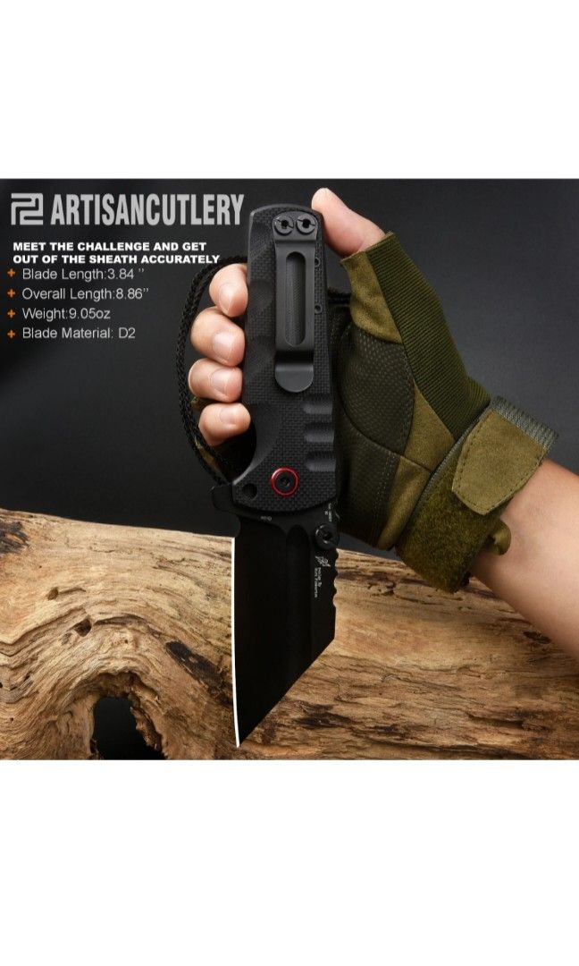 ARTISAN CUTLERY PROPONENT ATZ-1820P D2 STEEL BLACK PVD BLADE BLACK G10 ...