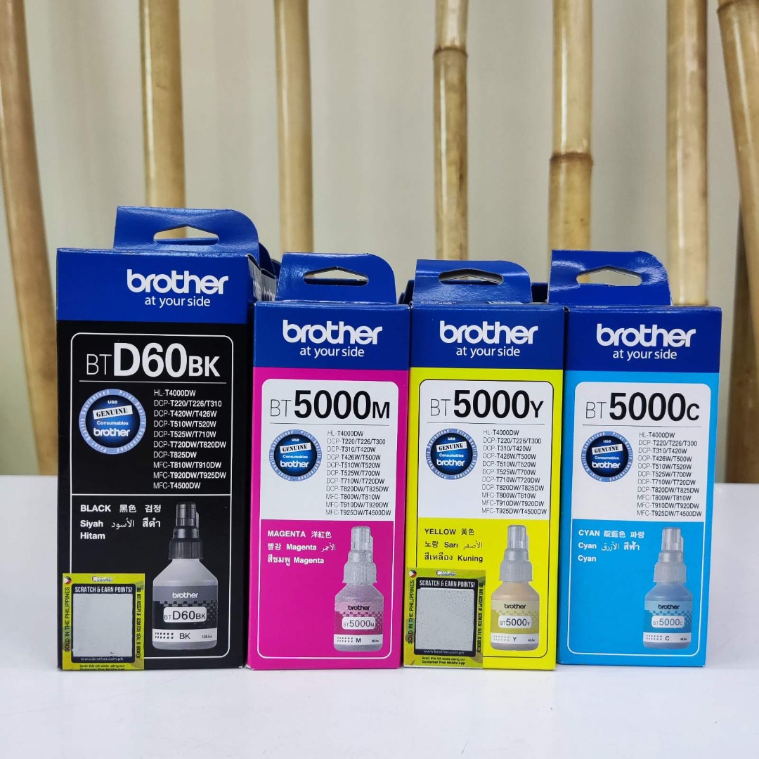 BROTHER GENUINE INK SET OF 4 COLORS ( BTD60BK, BT5000Y, BT5000C ...