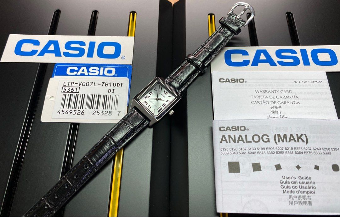 Casio LTP-V007L-7B1 Ladies Analog Leather Watch LTPV007L-7B1 Silver ...