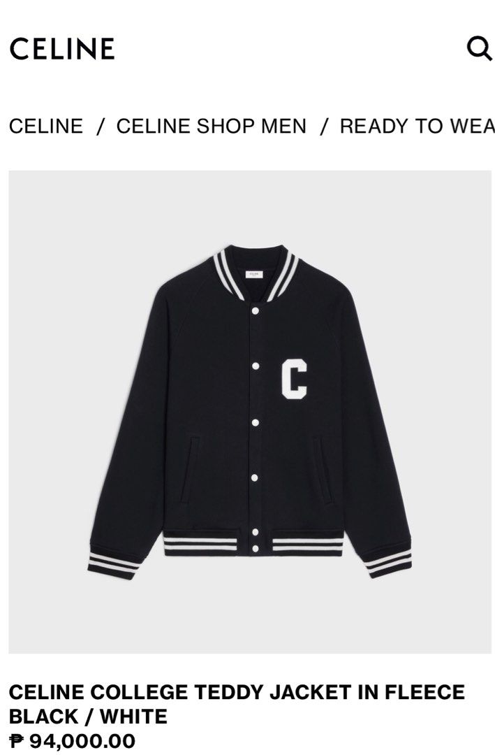 Celine College Teddy Jacket in Fleece, Men's Fashion, Coats, Jackets and Outerwear on Carousell