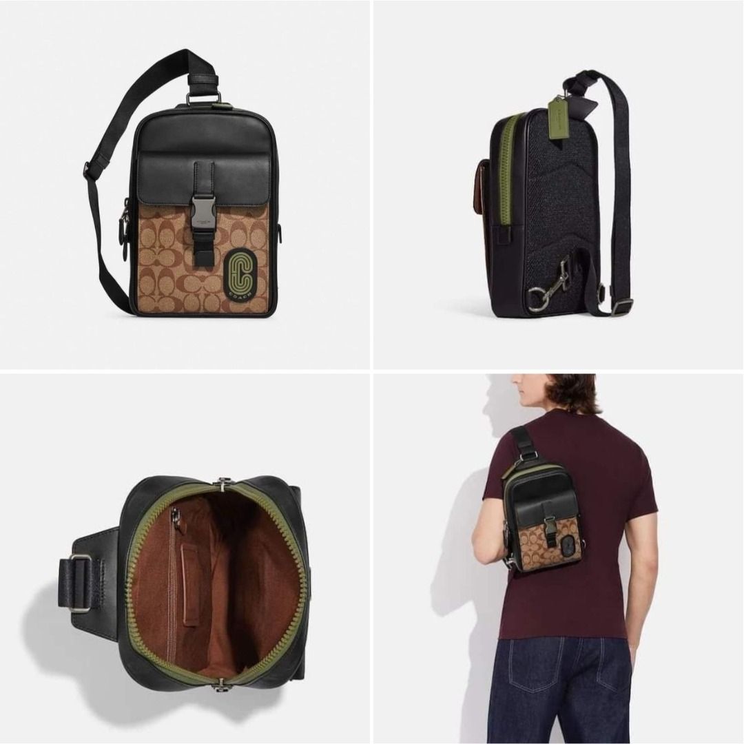 Coach CC017 Track Pack In Signature Canvas With Coach Patch - Khaki ...