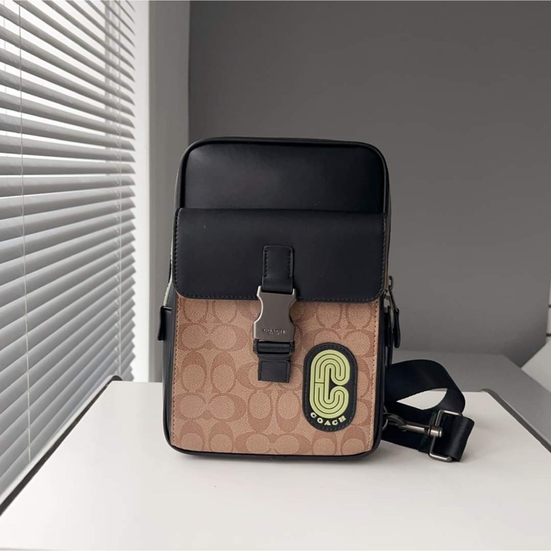 Coach CC017 Track Pack In Signature Canvas With Coach Patch - Khaki ...