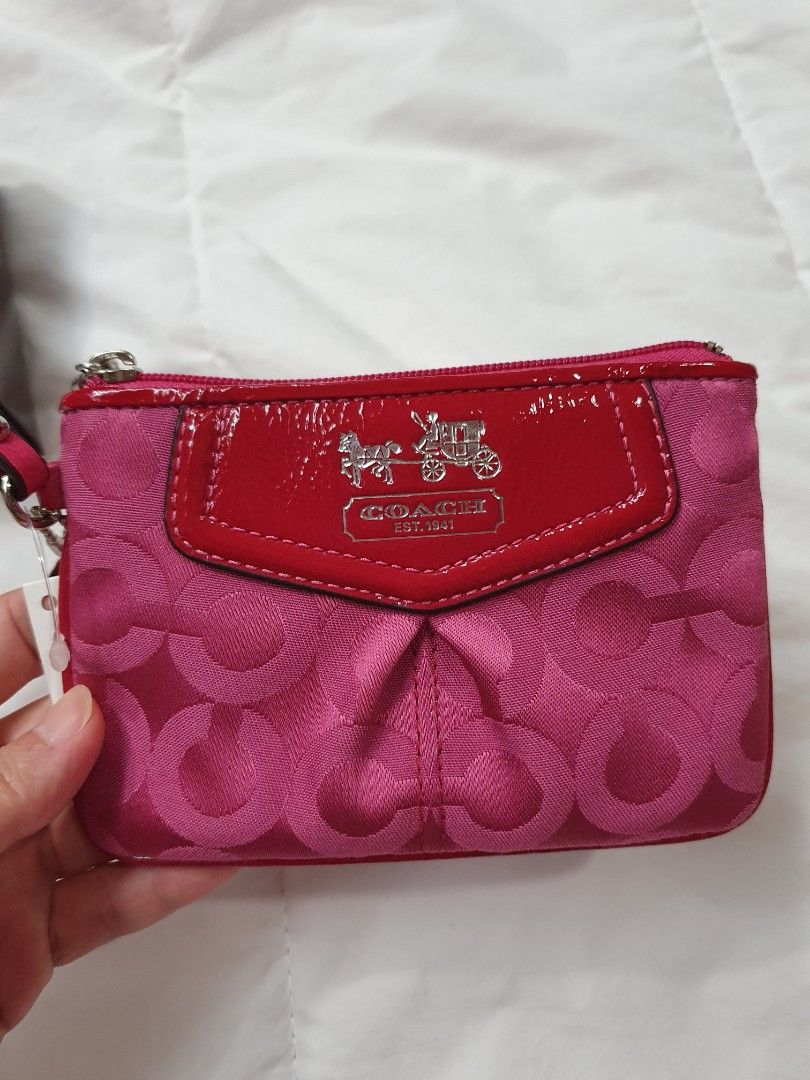 Coach Raspberry Wristlet Madison Dotted Op Art C Small Fabric Jacquard ...