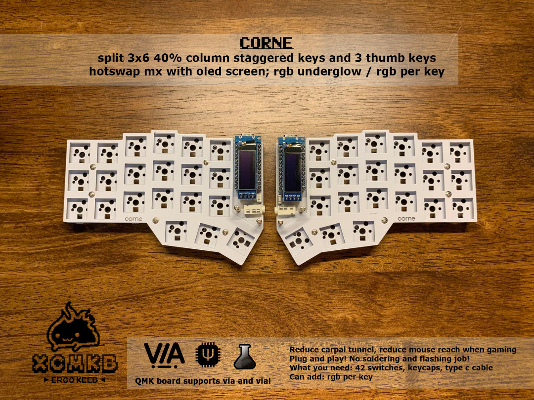Corne 40% Split Keyboard Ergonomic Mechanical, Computers & Tech, Parts ...