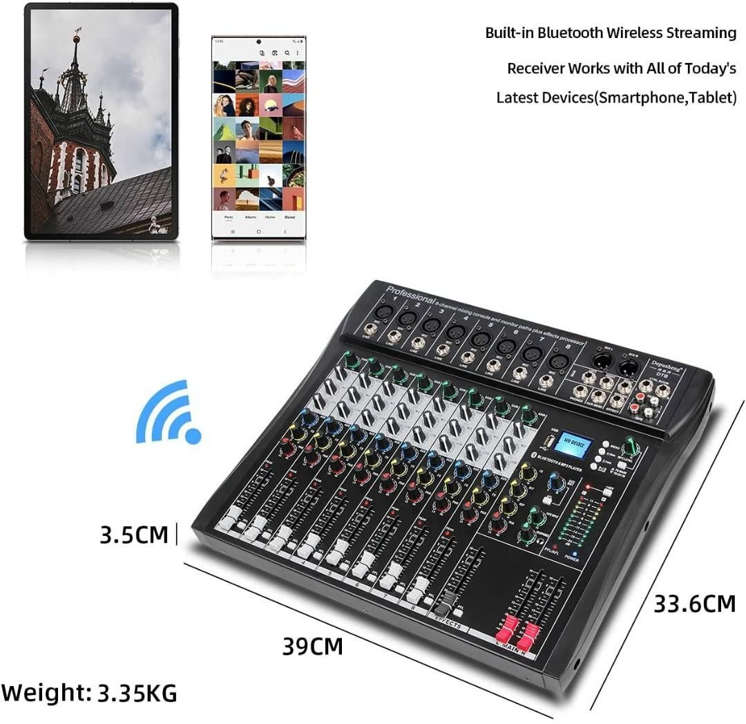 Depusheng DT8 Professional Mixer Sound Board Console 8 Channel Desk ...