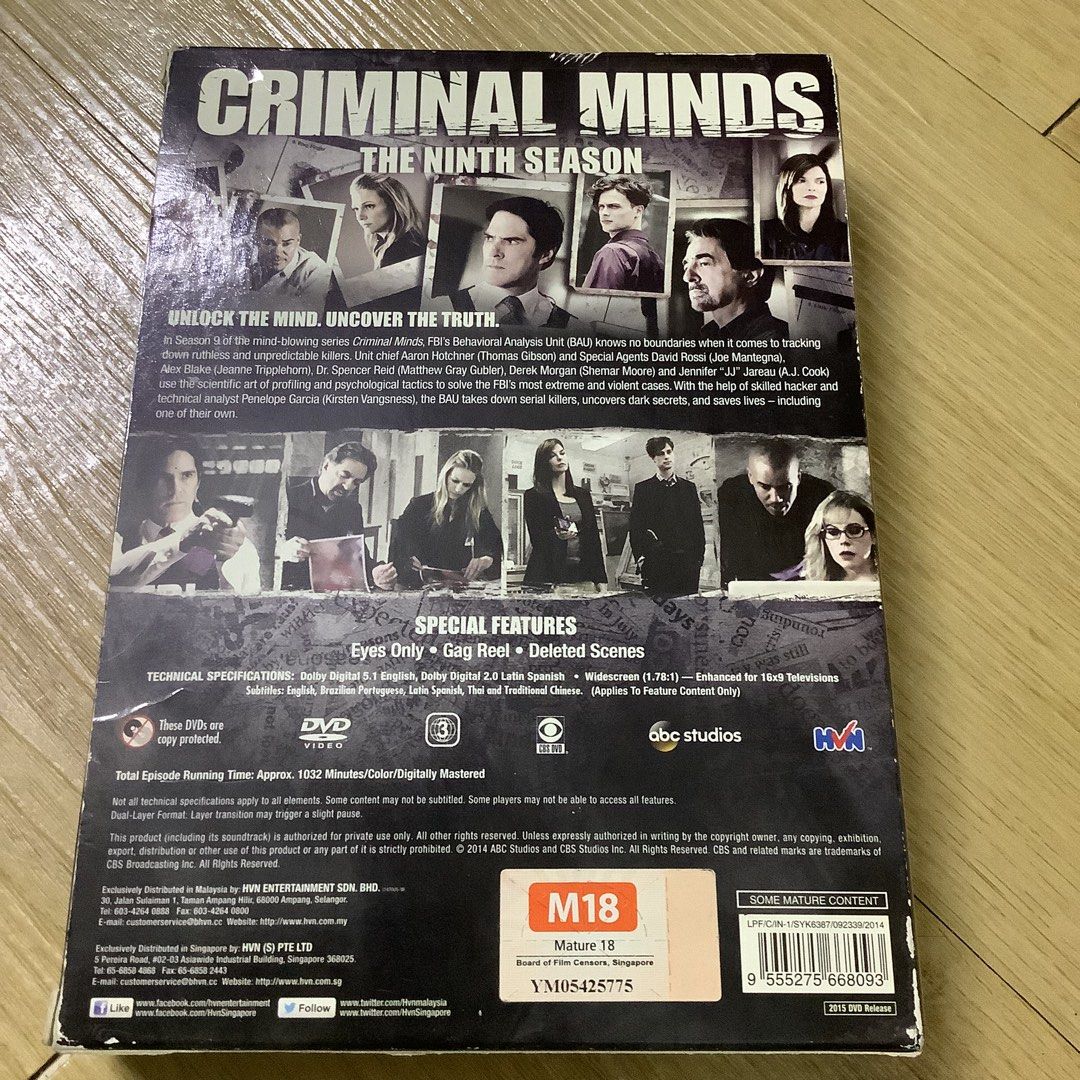 DVD CRIMINAL MINDS SEASON 9 ENGLISH SERIES 2015 RELEASE THRILLER/ACTION ...