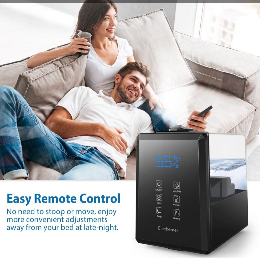 Elechomes EC5501, 6 Litre Cool & Warm Mist Ultrasonic Humidifier (Black), TV & Home Appliances ...