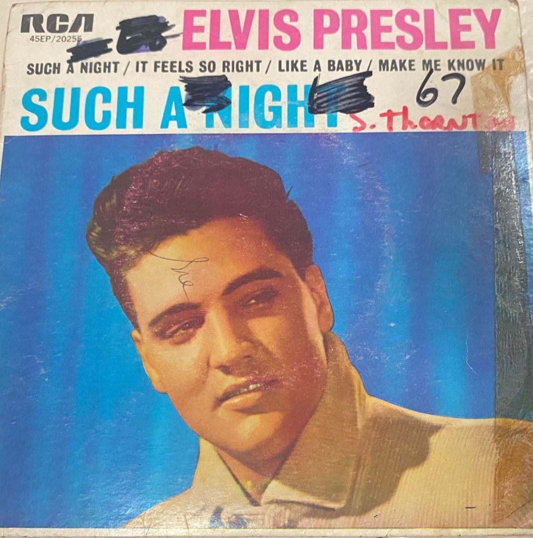 Elvis Presley Such A Night 45RPM Vinyl Record, Hobbies & Toys, Music ...