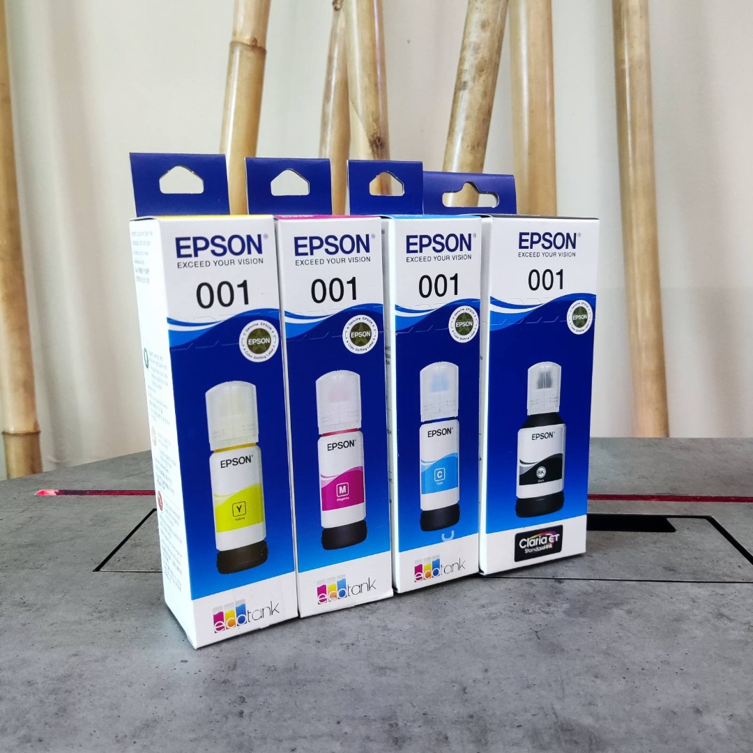 EPSON 001 ORIGINAL INK BOTTLE 1 SET (BLACK, CYAN, MAGENTA, YELLOW ...