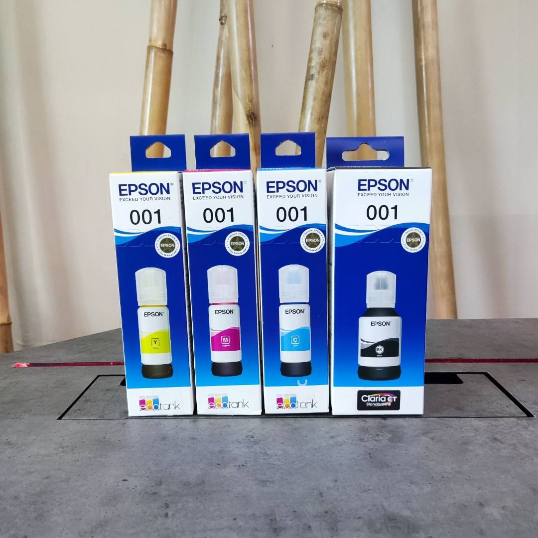 EPSON 001 ORIGINAL INK BOTTLE 1 SET (BLACK, CYAN, MAGENTA, YELLOW ...
