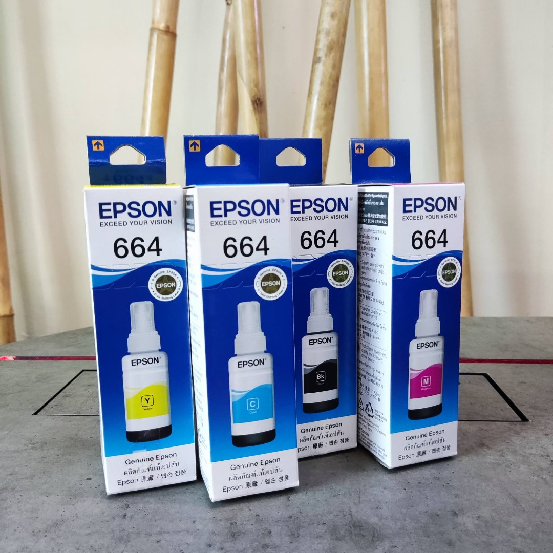 EPSON 664 ORIGINAL INK BOTTLE 1 SET (BLACK, CYAN, MAGENTA, YELLOW ...
