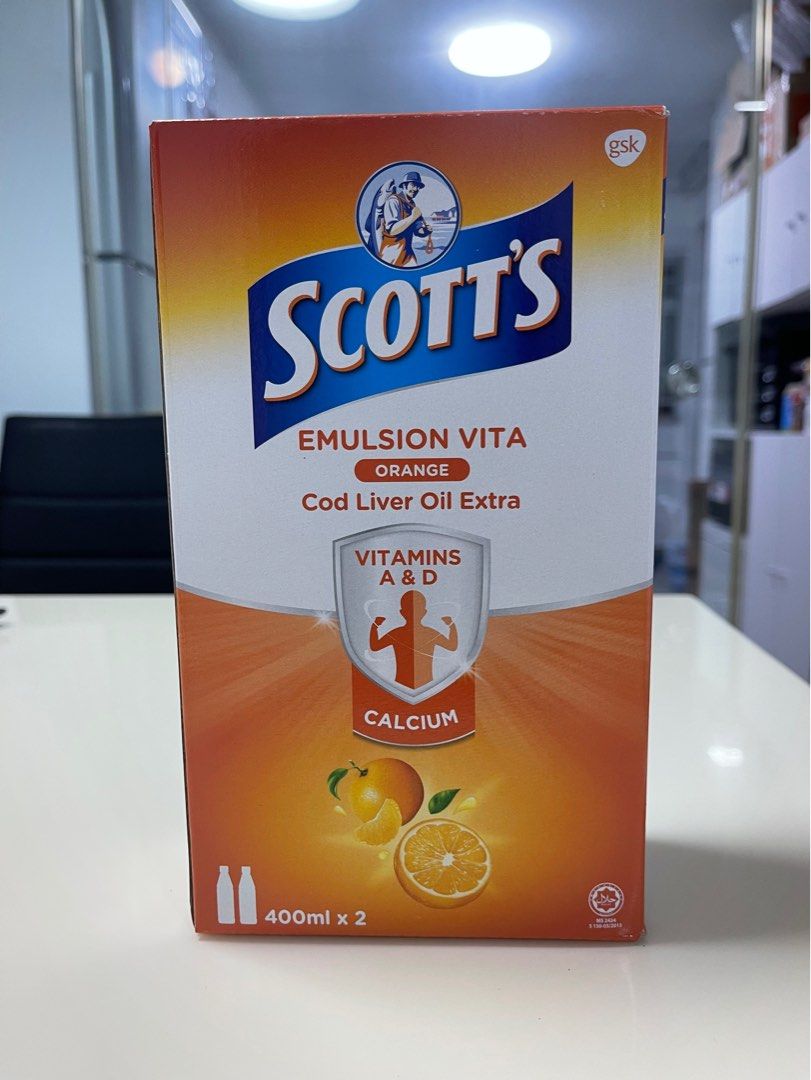 [Exp year 2025] Scott's Emulsion Orange Cod Liver Oil Extra 400ml x2 ...