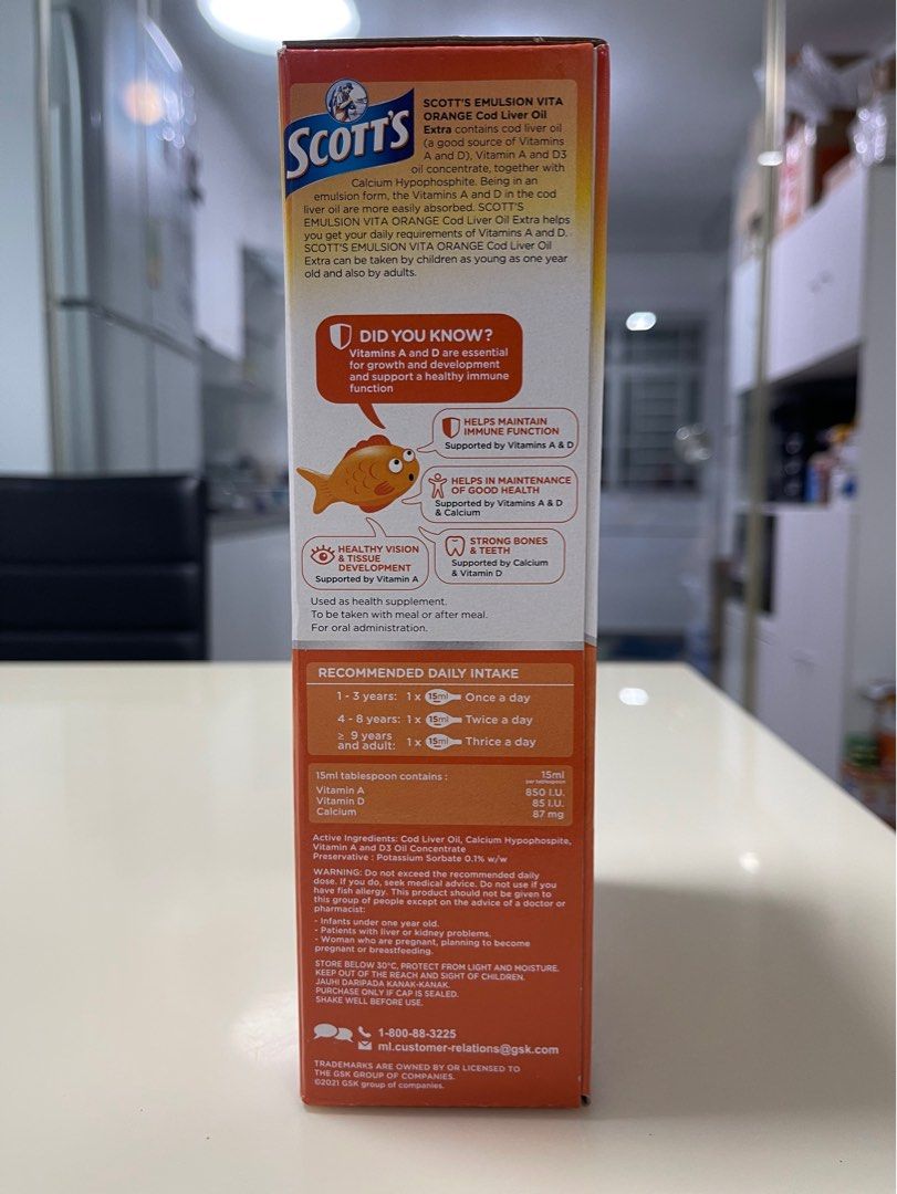 [Exp year 2025] Scott's Emulsion Orange Cod Liver Oil Extra 400ml x2 ...