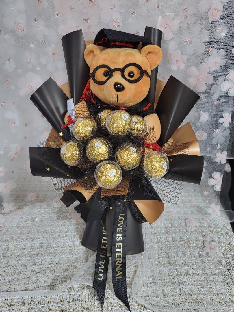 Ferrero Rocher chocolate bouquet with graduation bear for your loved ...