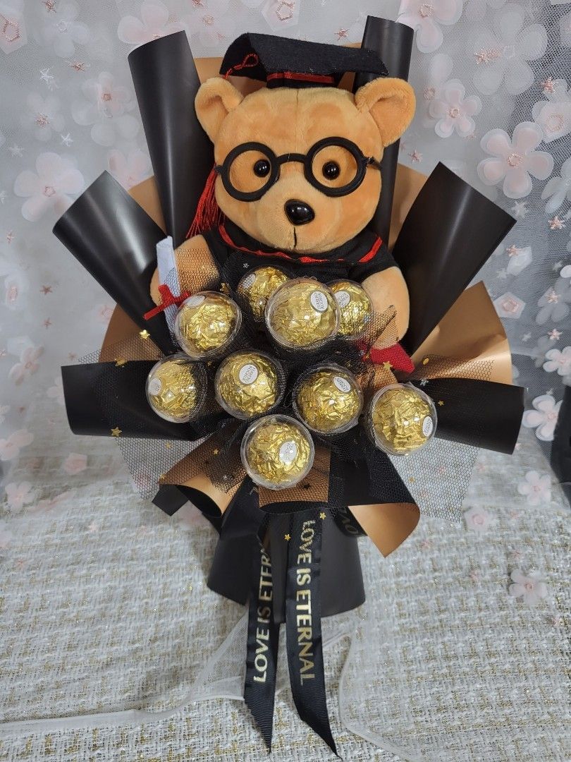 Ferrero Rocher chocolate bouquet with graduation bear for your loved ...