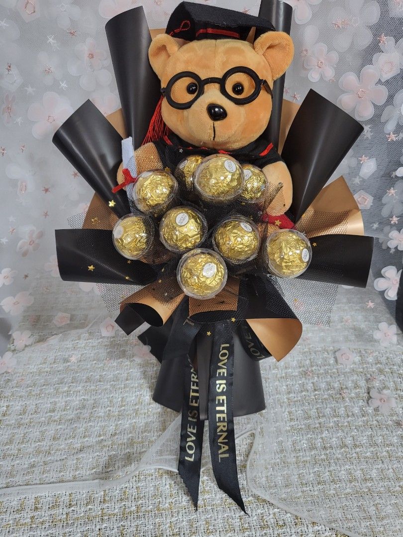 Ferrero Rocher chocolate bouquet with graduation bear for your loved ...