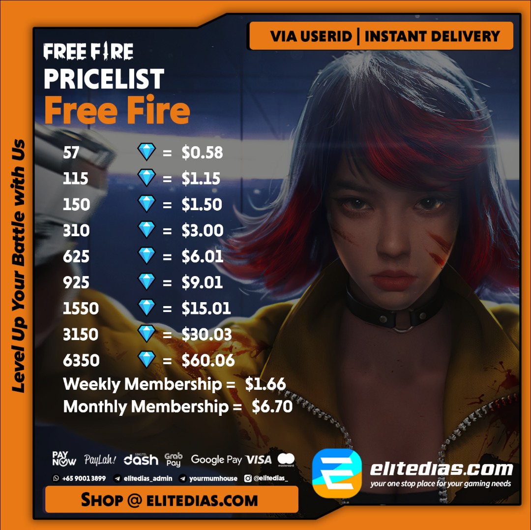 Free Fire Diamonds Top Up Recharge and Memberships, Video Gaming ...