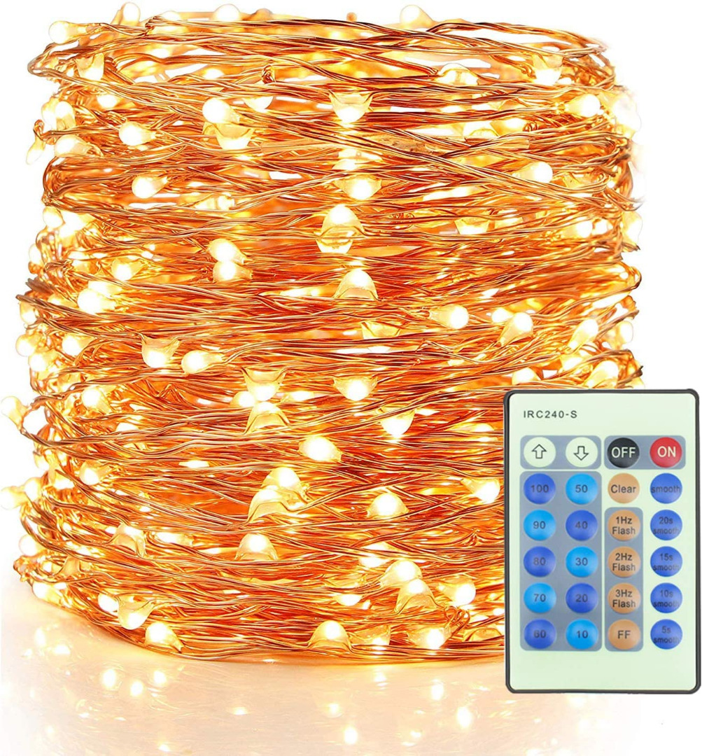 FULLBELL Copper Fairy Lights, 50 Metre 500 LED Dimmable String Starry ...