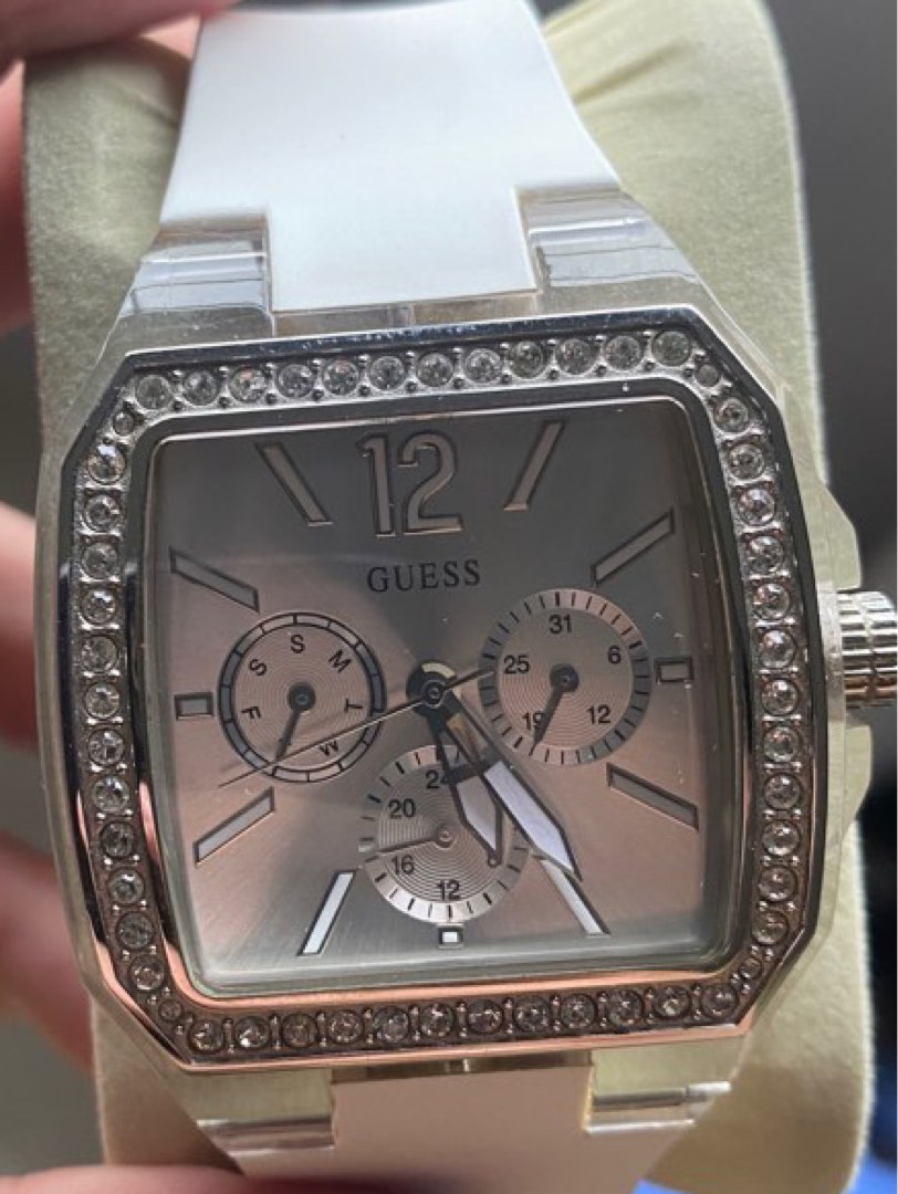 Guess Square Watch Chronograph with Crystals, Men's Fashion, Watches ...