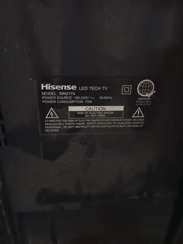 HISENSE LED Tech TV 39 inches 39N2174 no legs, TV & Home Appliances, TV ...