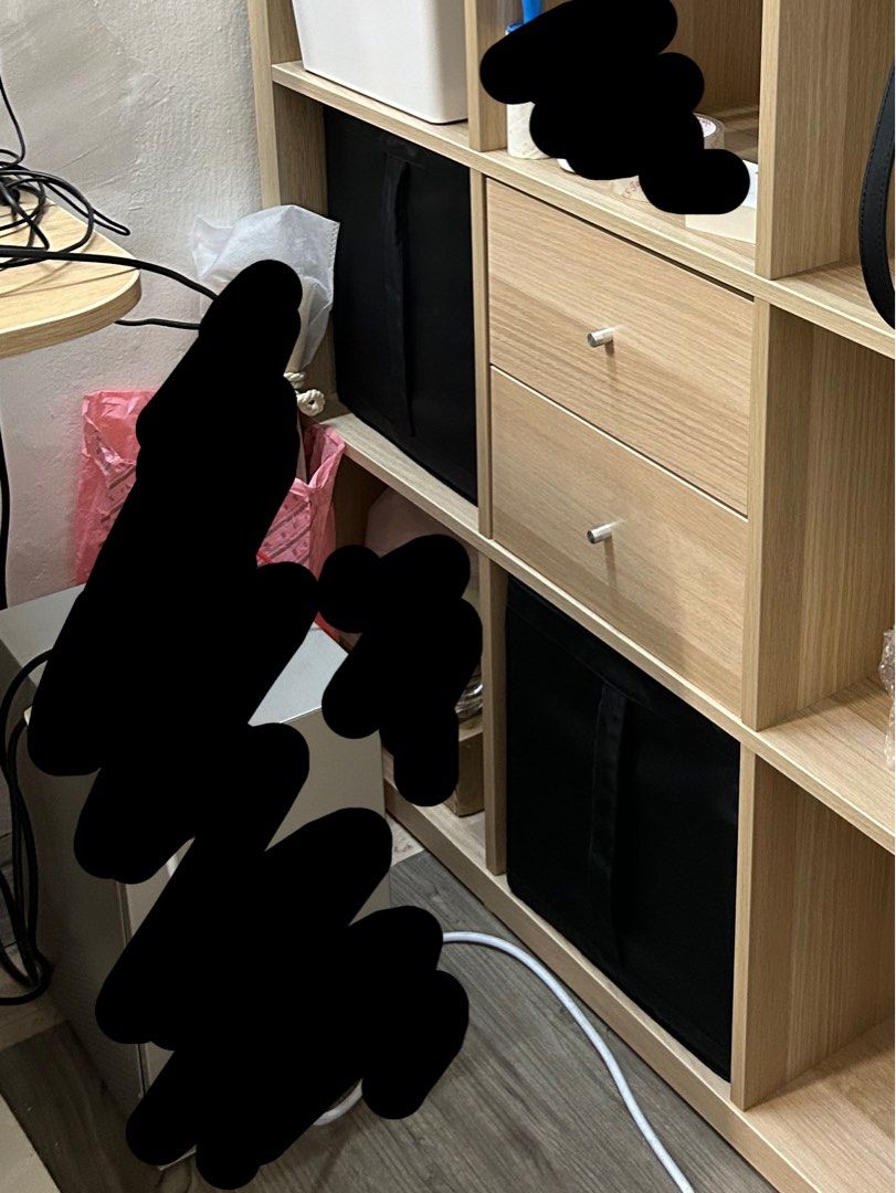 IKEA 5x5 kallax with 2 drawers & 3 black Drona boxes 格仔櫃, 傢俬＆家居, 傢俬, 書櫃 ...