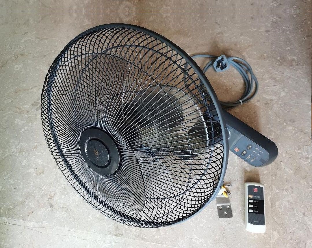 KDK 16" Wall Fan with wall bracket & remote, Furniture & Home Living ...