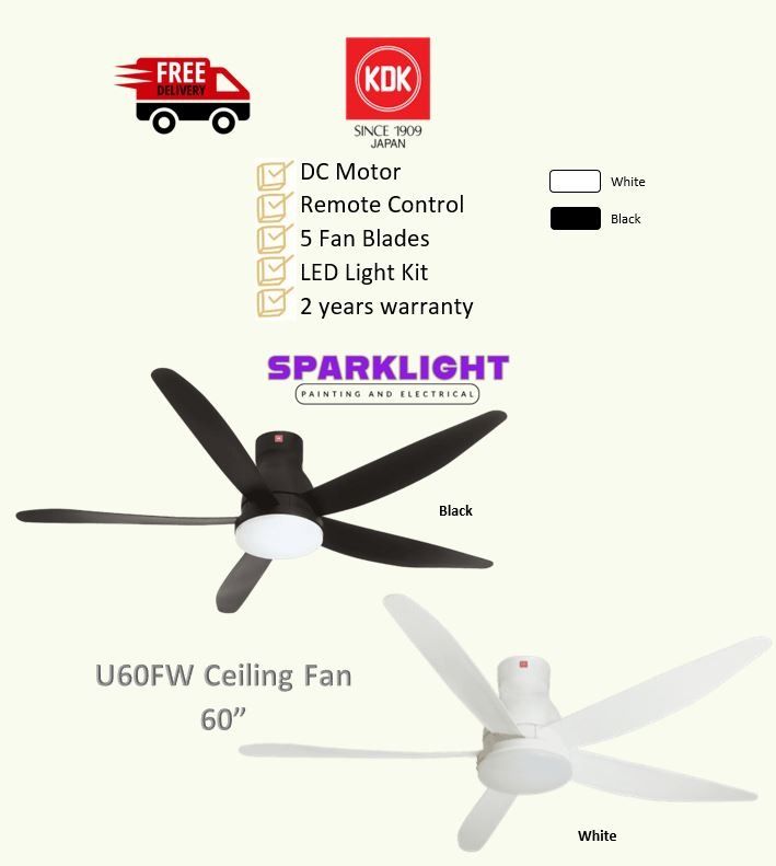 KDK U60FW Ceiling fan 60", Furniture & Home Living, Lighting & Fans ...