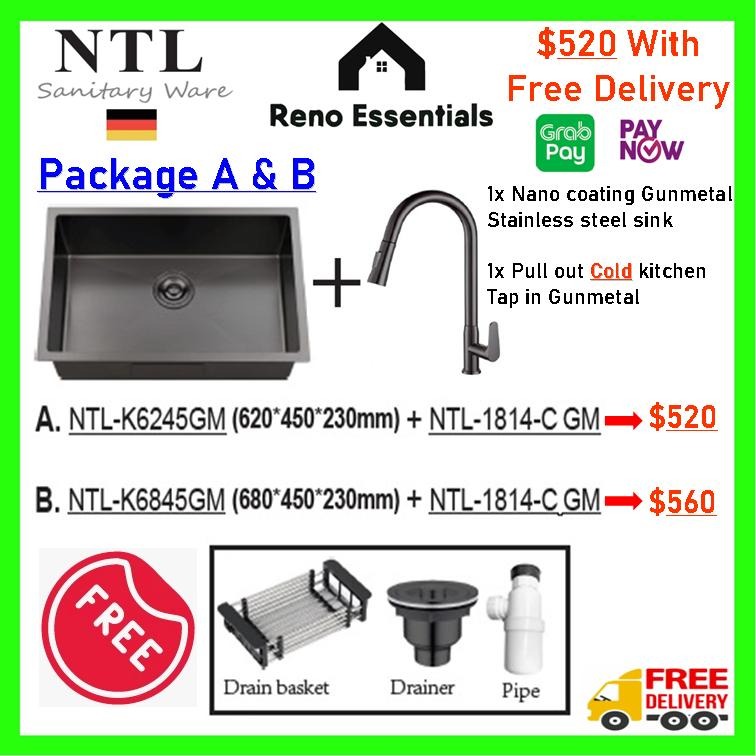 Kitchen Sink and Kitchen tap Faucet NTL Nano coating, Furniture & Home Living, Bathroom ...