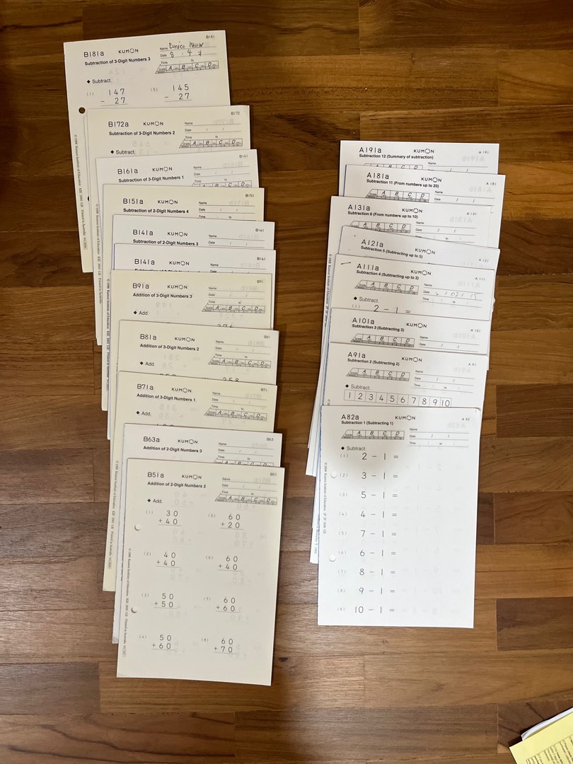 Kumon Math New Worksheets- addition and subtraction, Hobbies & Toys ...