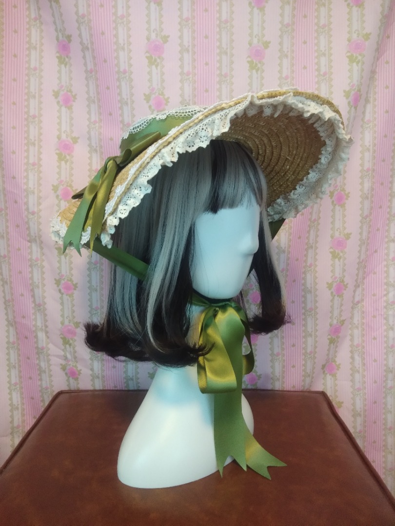 Lolita Accessory: Cottage Core Vintage style Straw Hat, Women's Fashion ...