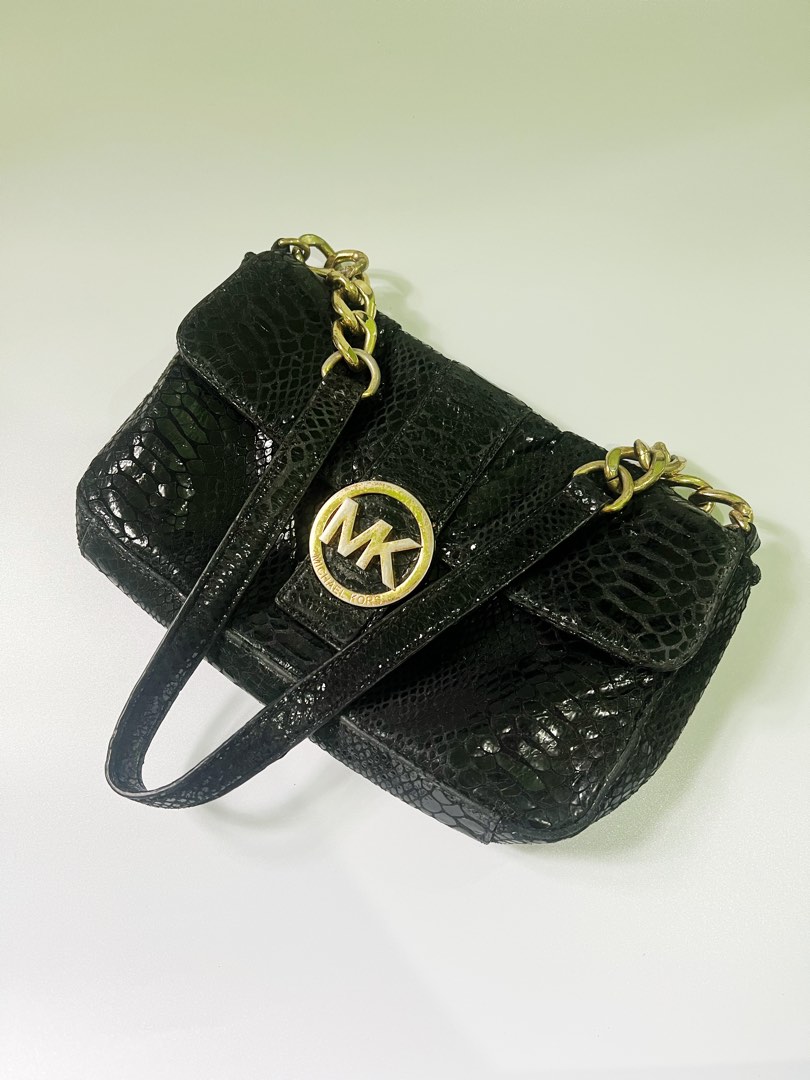 MK Black Python Embossed Kilikili Bag, Luxury, Bags & Wallets on Carousell