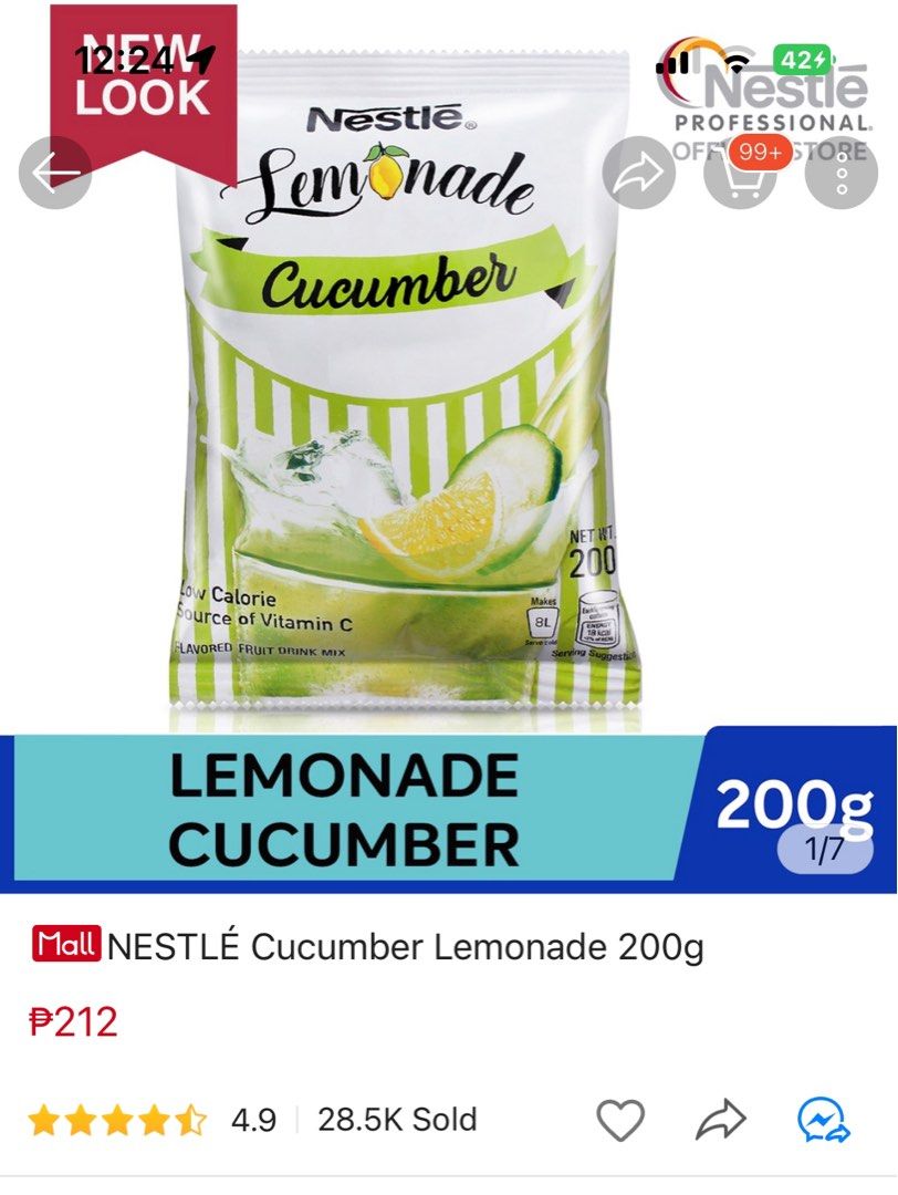 Nestle Cucumber Lemonade, Food & Drinks, Packaged & Instant Food on ...