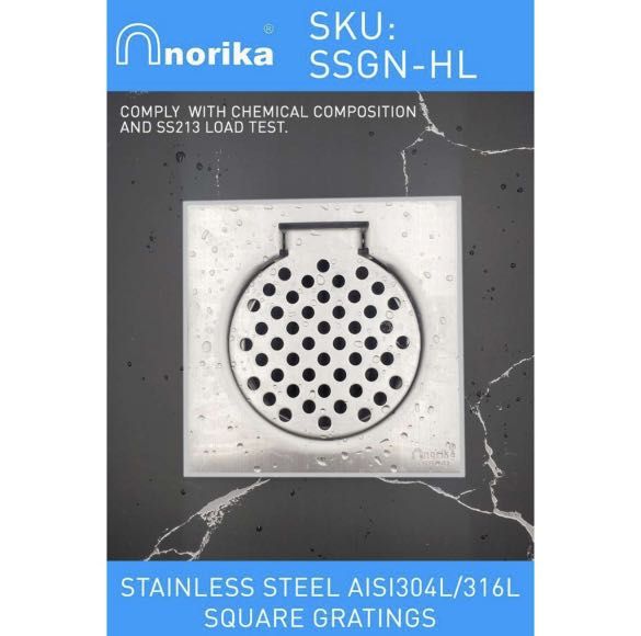 Norika 316L stainless steel Bathroom Toilet Floor Trap 150mm, Furniture & Home Living, Bathroom ...