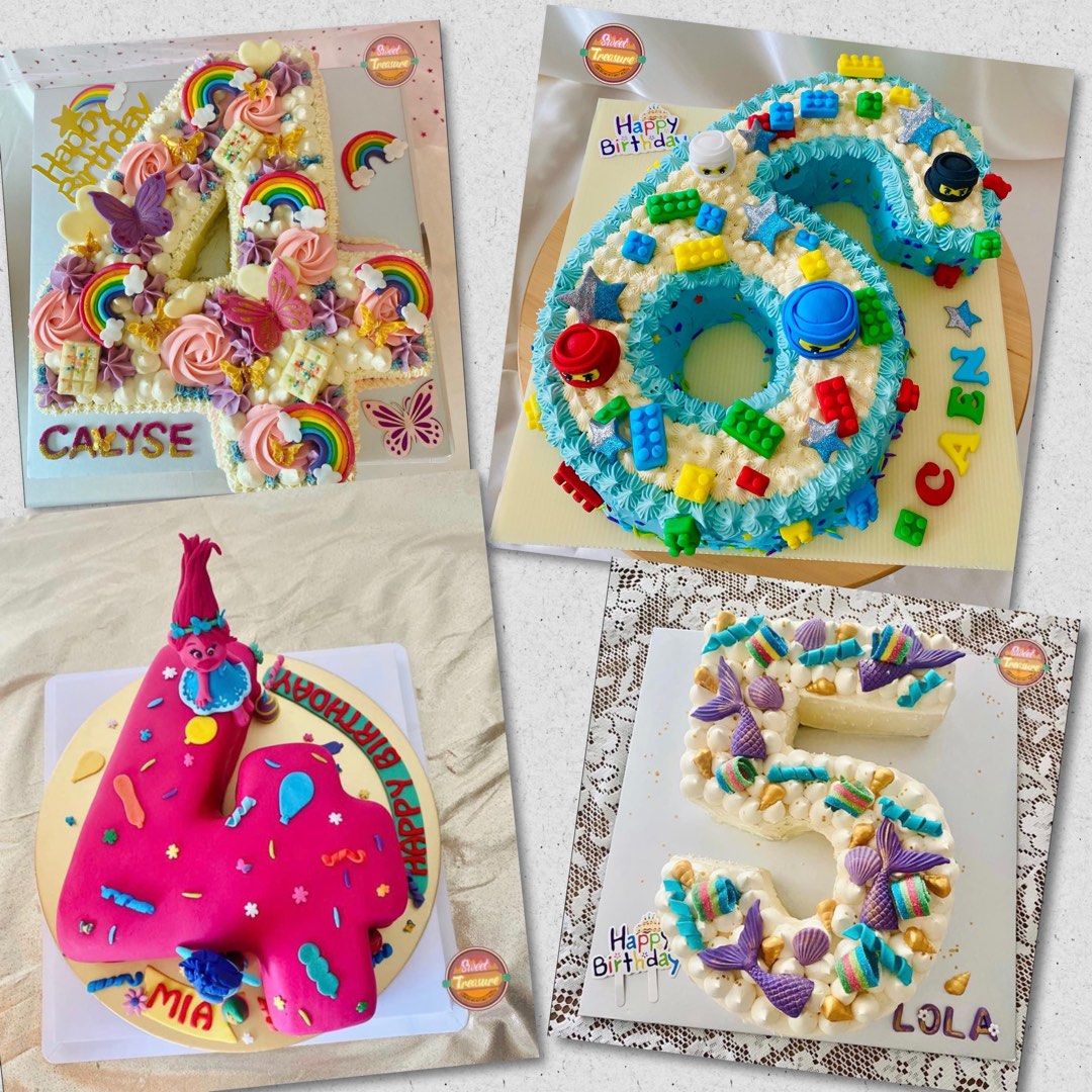 number cake baby shark / mermaid butterfly rainbow Poppy trolls ...
