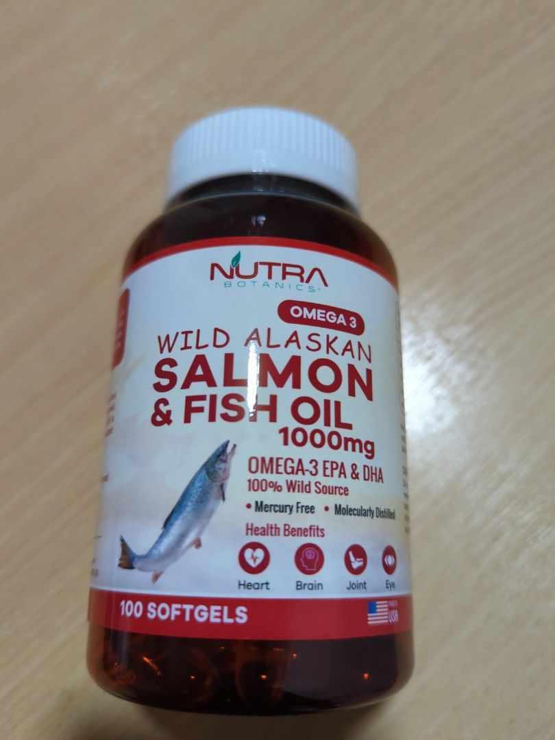 Nutra Botanics Wild Alaska Omega 3 Salmon Fish Oil 1000mg, Health ...