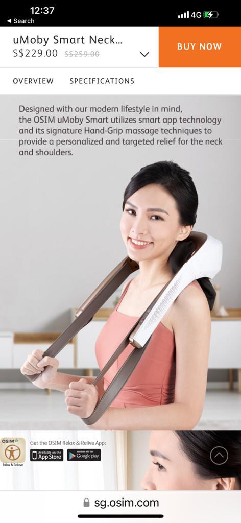 Osim uMoby Smart Neck, Health & Nutrition, Massage Devices on Carousell