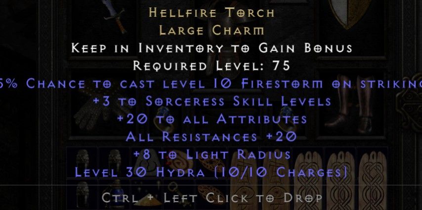 perfect 20 / 20 hellfire torch diablo 2 resurrected d2r storch ...