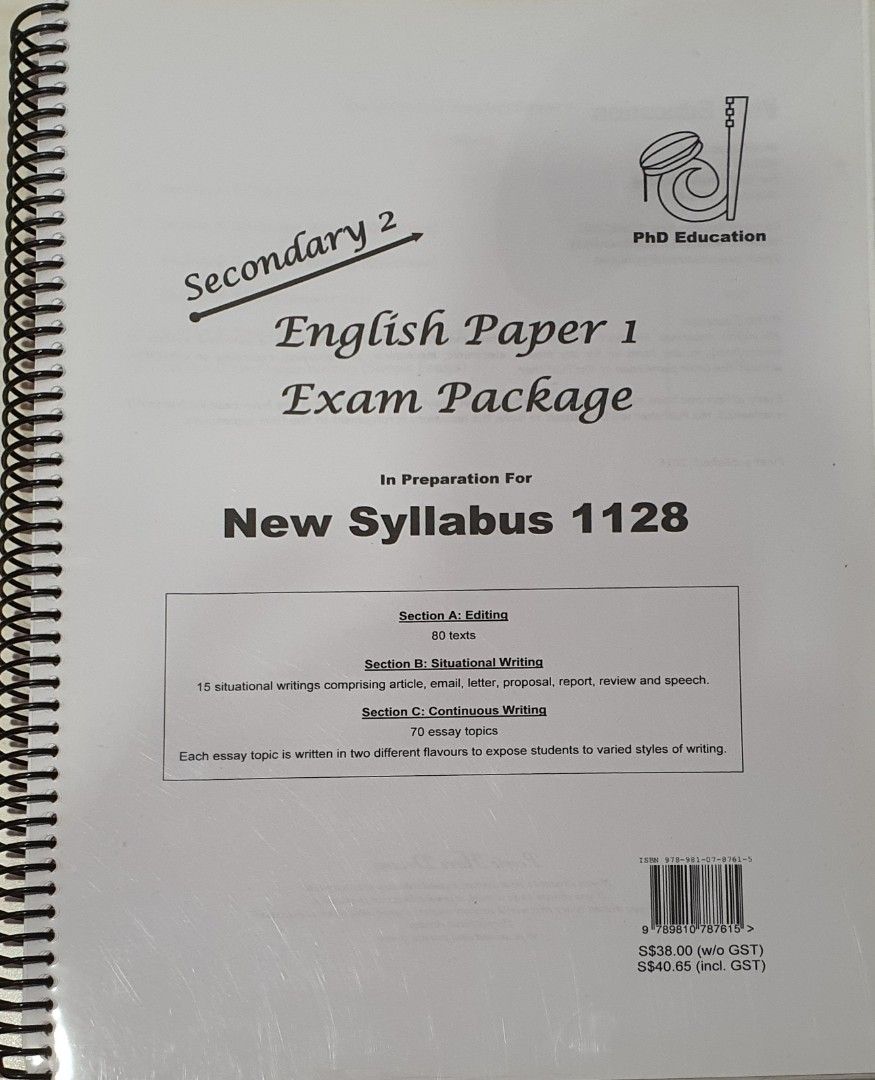 PhD Education English Secondary 2 Paper 1 Exam Package, Hobbies & Toys ...