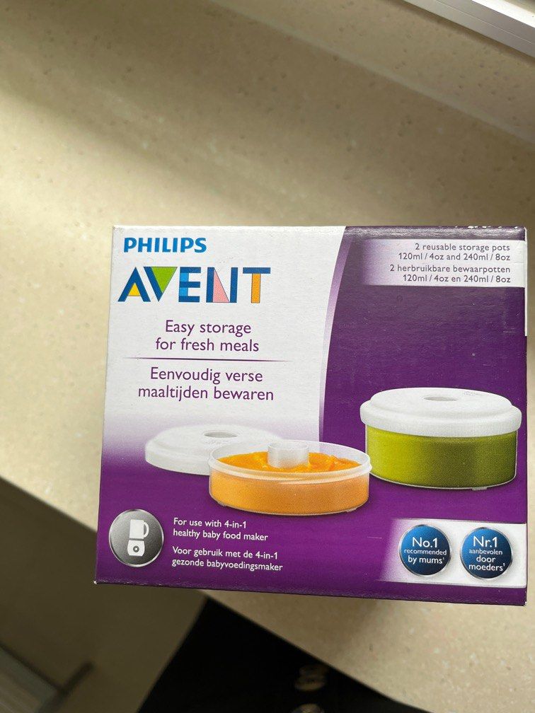 Philips Avent reusable storage pot 120ml and 240ml one pot each, Babies ...